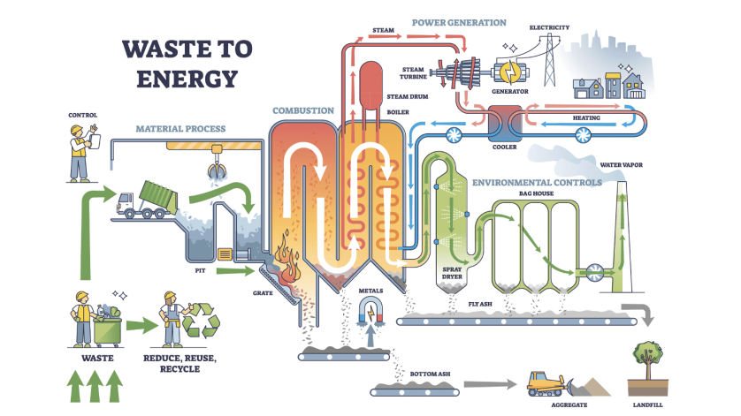 Waste To Energy Diagram Solid Waste Management Process Flow Chart
